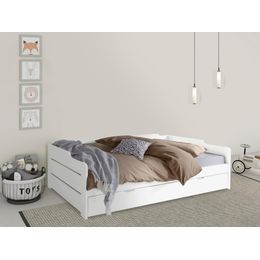 Daybett OTTO HOME "REETE " Kinderbett, mit Schubkasten, 2 Schlafpl&auml;tze", wei&szlig; (kiefer massiv, wei&szlig; lackiert), Liegefl&auml;che B/L: 90cm x 200cm, kein H&auml;rtegrad, Daybetten, FSC zertifiziertes Massivholz (Kiefer), klassischer Landhausstil