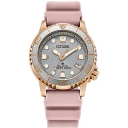 Taucheruhr Citizen "Promaster Eco-Drive Diver", rosa, Armbanduhren, Damen, Armbanduhr, Solar, Damenuhr, analog, Tag, Batterie-Entladungsanzeige