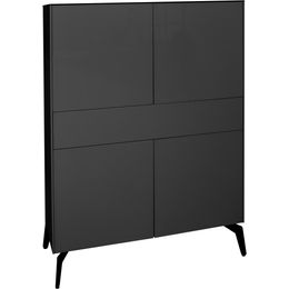 M&auml;usbacher Highboard M&Auml;USBACHER "Imola", grau (anthrazit matt lack, glas anthrazit glanz), F&uuml;&szlig;e aus Metall,4 Packst&uuml;cke, 1 Stk., 4 Stk., Sideboards, Highboard, M&auml;usbacher Highboard, Breite 121 cm, mit Glasfront und Glasoberplatte