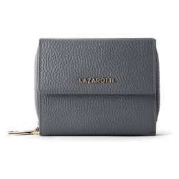 Geldb&ouml;rse LAZAROTTI "Bologna Leather Zip-Around Geldb&ouml;rse Leder 12 cm", Damen, dunkelgrau, Leder, Kleinlederwaren
