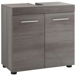Waschbeckenunterschrank Welltime "Royan", eichefarben rauchsilber, B:58cm H:30cm T:57cm, Schr&auml;nke, Waschbeckenunterschrank, Waschbeckenunterschrank mit 2 T&uuml;ren - (B/T/H) 58/31/57 cm