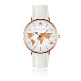 Quarzuhr AMELIA PARKER "AD5-S108R", wei&szlig; croco, Armbanduhren, Damen, Quarzuhr