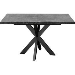 M&auml;usbacher Esstisch M&Auml;USBACHER, schwarz feinstruktur, graphit, schwarz feinstruktur, graphit, B:160cm H:73cm T:90cm, Tische, Esstisch, Metallgestell in Stern Form, ausziehbar