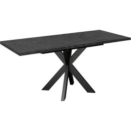 M&auml;usbacher Esstisch M&Auml;USBACHER, schwarz feinstruktur, graphit, schwarz feinstruktur, graphit, B:140cm H:73cm T:90cm, Tische, Esstisch, Metallgestell in Stern Form, ausziehbar