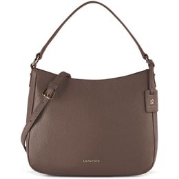 Schultertasche LAZAROTTI "Bologna Leather Hobo Schultertasche Leder 27 cm", Damen, taupe, Leder, Taschen Schultertasche