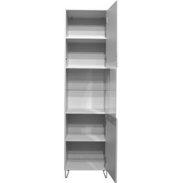 M&auml;usbacher Standvitrine M&Auml;USBACHER "Bonnie", grau (kreidegrau matt lack), B:51cm H:182cm T:45cm, Schr&auml;nke, Standvitrine, Vitrine mit wechselbarem T&uuml;ranschlag