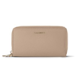 Geldb&ouml;rse LAZAROTTI "Bologna Leather XL Double Zip-Around Geldb&ouml;rse RFID Leder 20 cm", Damen, beige, Leder, Kleinlederwaren