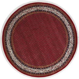 Orientteppich Theko "Chandi Mir", rot (rot, creme), H:12mm &Oslash;:100cm, Schurwolle, Teppiche, Fransenteppich, reine Wolle handgekn&uuml;pft, mit Fransen
