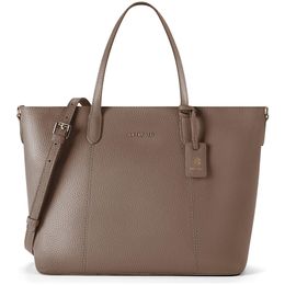 Shopper LAZAROTTI "Bologna Leather Shopper Crossbody Tasche Leder 31 cm", Damen, taupe, Leder, Taschen Shopper