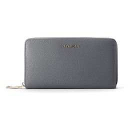 Geldb&ouml;rse LAZAROTTI "Bologna Leather XL Zip-Around Geldb&ouml;rse Leder 19 cm", Damen, dunkelgrau, Leder, Kleinlederwaren