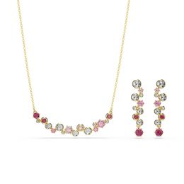 Ohrring und Ketten Set Swarovski "Multipack Schmuck Geschenk Constella", rosa (gelbgoldfarben, metallfarben, pink, rosa, kristallwei&szlig;, pink, rosa, kristallwei&szlig;), Schmuck_Sets, Damen, Metall, bunt, glitzernd, gl&auml;nzend, mit Swarovski Kristall