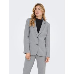 Kurzblazer Only "ONLLYKKE LIFE L/S FIT BLAZER TLR", Damen, Gr. 38, grau (light grau melange), Web, Obermaterial: 76% Polyester, 21% Viskose, 3% Elasthan, unifarben, V-Ausschnitt, Blazer Kurzblazer