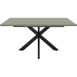 M&auml;usbacher Esstisch M&Auml;USBACHER "Vitrum", schwarz feinstruktur, glas olivgr&uuml;n glanz, schwarz feinstruktur, glas olivgr&uuml;n glanz, H:75cm, Tische, Esstisch, Esstisch ausziehbar auf 210 cm, eckige Tischform, Gestell Sternform