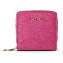 Geldb&ouml;rse LAZAROTTI "Bologna Leather Medium Zip-Around Geldb&ouml;rse Leder 10 cm", Damen, pink, Leder, Kleinlederwaren