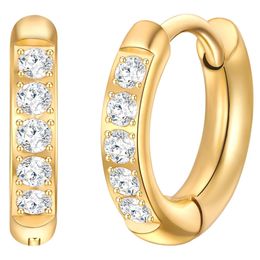 Paar Creolen EASTSIDE "Set: ES470", gold (gelbgold, wei&szlig;), Ohrringe, Damen, 11,8,mit Zirkonia, Edelstahl, aus Edelstahl