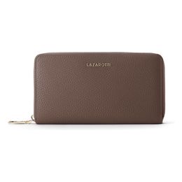 Geldb&ouml;rse LAZAROTTI "Bologna Leather XL Zip-Around Geldb&ouml;rse Leder 19 cm", Damen, braun, Leder, Kleinlederwaren