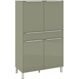 Highboard "Reno", olivgr&uuml;n matt lack, glas olivgr&uuml;n glanz, B:92cm H:152cm T:42cm, Glas, Holzwerkstoff, SET ONE BY Musterring, Sideboards, Highboard, Mit Vierkantfu&szlig; in diversen Farben, 152 cm H&ouml;he & Farbauswahl