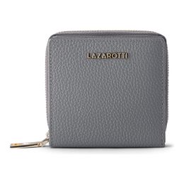 Geldb&ouml;rse LAZAROTTI "Bologna Leather Medium Zip-Around Geldb&ouml;rse Leder 10 cm", Damen, dunkelgrau, Leder, Kleinlederwaren