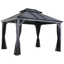 Pavillon Sojag "Mykonos 10x14", grau, B/H/T: 425cm x 291cm x 299cm, Pavillons, BxT: 425x299 cm