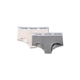 Hipster "2PK SHORTY", M&auml;dchen, Gr. 140/146, rosa, grau, Jersey, Obermaterial: 95% Baumwolle, 5% Elasthan, Calvin Klein Underwear, unifarben, k&ouml;rpernah, Unterhosen, Mit Markennamen auf dem Bund, f&uuml;r Kinder