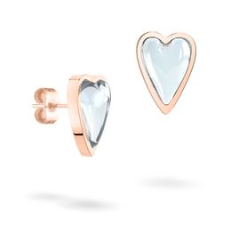 Paar Ohrstecker Liebeskind Berlin "Schmuck Geschenk Edelstahl Ohrringe Glass Heart", ros&eacute;goldfarben, transparent, transparent, Ohrringe, Damen, Edelstahl, mit Glasstein