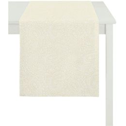 Tischl&auml;ufer Apelt "7907, Uni Paisley, Jacquard", beige (natur), B:48cm L:140cm, Polyester, Viskose, Tischdecken, mit zartem Paisleymuster