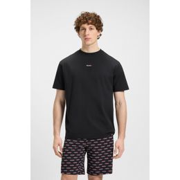 Pyjamaoberteil HUGO UNDERWEAR "SPLIT LOGO", Herren, Gr. XL, schwarz (schwarz 001), Jersey, Obermaterial: 100% Baumwolle, relaxed fit, Rundhals, Shirts, mit zweifarbigen Logo