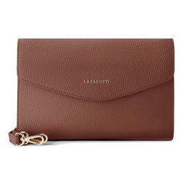 Clutch LAZAROTTI "Bologna Leather Clutch Umh&auml;ngetasche Leder 23 cm", Damen, dunkelbraun, Leder, Taschen