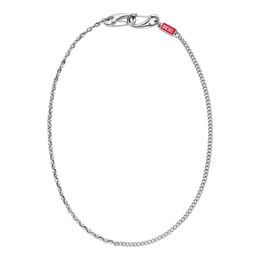 Kette ohne Anh&auml;nger Diesel "Schmuck Geschenk Edelstahl Halsschmuck Halskette Diesel Font", edelstahlfarben, rot, Halsketten, Damen, Edelstahl, L: 50 B: 4mm, gl&auml;nzend, Emaille, B:4mm