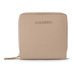 Geldb&ouml;rse LAZAROTTI "Bologna Leather Medium Zip-Around Geldb&ouml;rse Leder 10 cm", Damen, beige, Leder, Kleinlederwaren