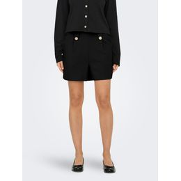 Shorts Only "ONLSANIA TIE BUTTON SHORTS CS JRS", Damen, Gr. S (36), N-Gr, schwarz, Obermaterial: 95% Polyester, 5% Elasthan, unifarben, regular fit kniefrei, Hosen Shorts