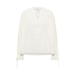 Langarmbluse Mustang "Damen Style Feminine Blouse", Damen, Gr. 40, wei&szlig; 2013, Chiffon, 74% Baumwolle, 26% Viskose, unifarben, regular fit, tiefer V-Ausschnitt, Blusen