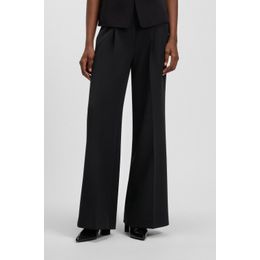 Anzughose BOSS Orange "Tiwi Premium Damenmode", Damen, Gr. 42, N-Gr, schwarz 001, Web, Obermaterial: 87% Polyester, 13% Elasthan, unifarben, normal, Hosen Anzughose, Wide Leg mit B&uuml;gelfalte
