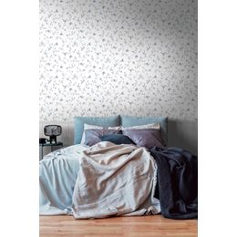 Livingwalls Fototapete LIVING WALLS "Wallpanel Tapete Wandpaneele Motivtapete Bl&uuml;mchen Natur", beige (creme,grau,blau), B:1,59m H:0,02m L:2,8m, Vlies, Tapeten, Vliestapete Landhaus f&uuml;r Schlafzimmer K&uuml;che Wohnzimmer Wandpaneele