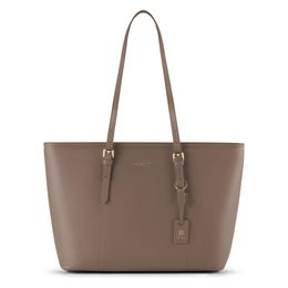 Shopper LAZAROTTI "Bologna Leather XL Shopper Tasche Leder 35 cm", Damen, taupe, Leder, Taschen Shopper