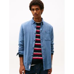 Flanellhemd Tommy Jeans "TJM FLANNEL", Herren, Gr. L, N-Gr, schwarz night navy, Flanell, Obermaterial: 100% Baumwolle, regular fit, 2-Knopf-Manschette, Hemden, regular fit, Langarmhemd, halbgespreizter Kragen