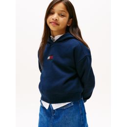 Kapuzensweatshirt Tommy Hilfiger "RHINE STONE FLAG HOODIE", M&auml;dchen, Gr. 16 (176), blau (schwarz night navy), Sweatware, Obermaterial: 80% Baumwolle, 20% Polyester, unifarben, regular fit normal, Rundhals, eingesetzt Rippb&uuml;ndchen, Sweatshirts, Kinder bis 16 Jahre