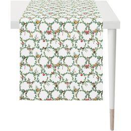 Tischl&auml;ufer Apelt "3606 Winterwelt, Weihnachtsdeko, Weihnachten", bunt (wei&szlig;, gr&uuml;n, bunt), B:48cm L:140cm, Baumwolle, Tischdecken, Digitaldruck