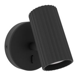 Eglo Wandleuchte "PORTILLO Wandlampe - Alu, Stahl - GU10 - 1X5W - IP20", schwarz, 1, H: 11cm, 1 Stk., Leuchten, Wandstrahler, Wandspot, Wohnzimmer, Flur, L10,5 x H11 x AL12,5 cm, Wandleuchte