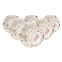 Villeroy & Boch Untertasse VILLEROY & BOCH "Kaffee-/Teeuntertassen Mariefleur Gris Basic &oslash; 16,7 cm 6er Set bunt", bunt, L:16,7cm, Speiseteller