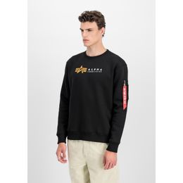 Sweater Alpha Industries "Alpha Label Sweatshirt", Herren, Gr. XL, schwarz, Obermaterial: 80% Baumwolle, 20% Polyester, regular fit, Sweatshirts Sweater