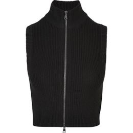 Steppweste Urban Classics "Urban Classics Damen Ladies Short Knit Vest", Damen, Gr. S, schwarz, 50% Polyacryl, 50% Baumwolle, Westen Steppweste