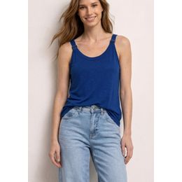Tr&auml;gertop Street One, Damen, Gr. 34, amparo blau, Stoff, 95% Viskose, 5% Elasthan, unifarben, normal normal, V-Ausschnitt, abgesteppt, Tops Tr&auml;gertop, Jersey