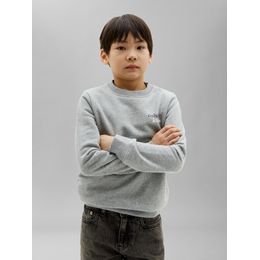 Sweatshirt Calvin Klein Jeans, Jungen, Gr. 10 (140), medium grau heather, Sweatware, Obermaterial: 88% Baumwolle, 12% Polyester, unifarben, regular fit normal, Rundhals, B&uuml;ndchen, Sweatshirts Sweatshirt, Logoschriftzug auf dem R&uuml;cken, Regular Fit, Baumwollmix