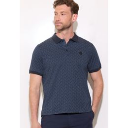Poloshirt Street One MEN, Herren, Gr. L (42), schwarz ink blau, Web, 100% Baumwolle, unifarben, normal 3/4-L&auml;nge, hoch geschlossener Ausschnitt, abgesteppt, Shirts, aus reiner Baumwolle