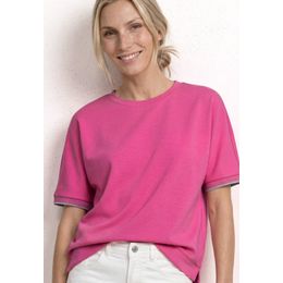 Rundhalsshirt Street One, Damen, Gr. 34, magenta dream, Stoff, 48% Modal, 41% Polyester, 11% Elasthan, unifarben, normal normal, Rundhals, abgesteppt, Shirts Rundhalsshirt, aus elastischem Materialmix