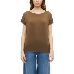 T-Shirt s.Oliver, Damen, Gr. 36, teak braun, Jersey, Obermaterial: 95% Viskose, 5% Elasthan, regular fit taillenbedeckt, Rundhals, Shirts T-Shirt, mit Markenlabel