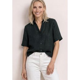 Hemdbluse Street One, Damen, Gr. 34, deep bound gr&uuml;n, Web, 100% Baumwolle, unifarben, normal normal, eckiger Ausschnitt, breiter Bund, Blusen Hemdbluse, aus reiner Baumwolle