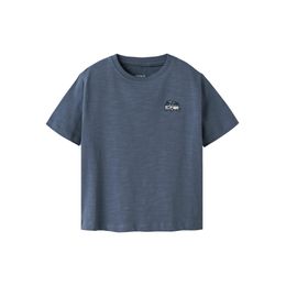 T-Shirt name it "NMMJENSO SS NREG TOP", Jungen, Gr. 104, vintage indigo, Jersey, Obermaterial: 95% Baumwolle, 5% Elasthan, bedruckt, regular fit normal, Rundhals, Shirts T-Shirt, Baumwollmischung, regular fit