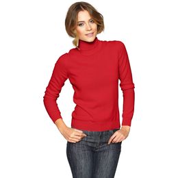 Rollkragenpullover "Rollkragenpullover", Damen, Gr. 34/36, rot, 100% Kaschmir, Linea Tesini BY HEINE, unifarben, Pullover Rollkragenpullover